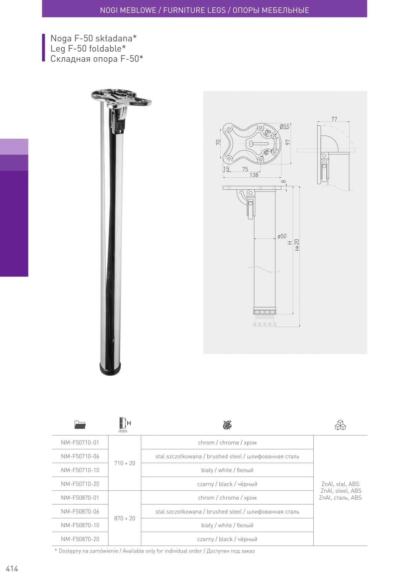Adjustable folding breakfast bar worktop support table leg - Fiteo ...