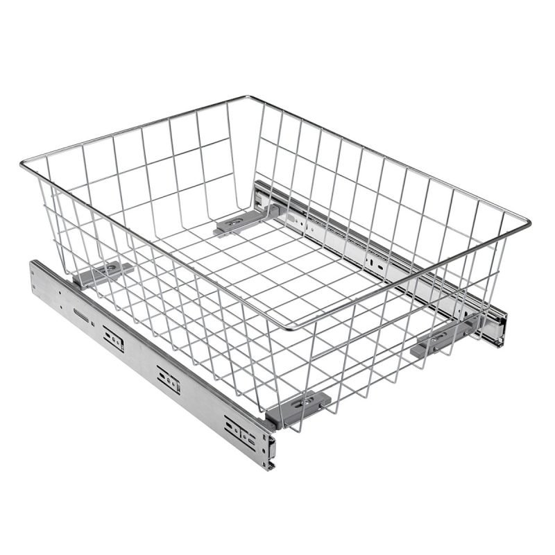 Pull out wardrobe wire basket with soft close runners - Fiteo ...